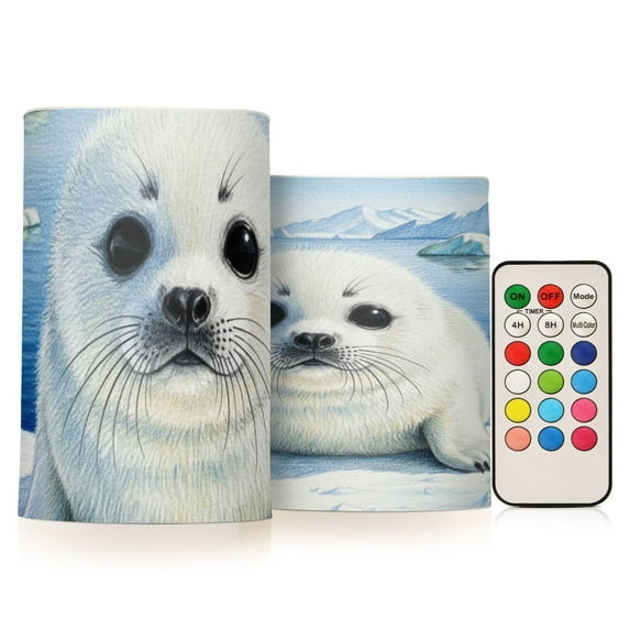 Cute Seal Animal Print Flickering Flameless Candles Battery Operated ...
