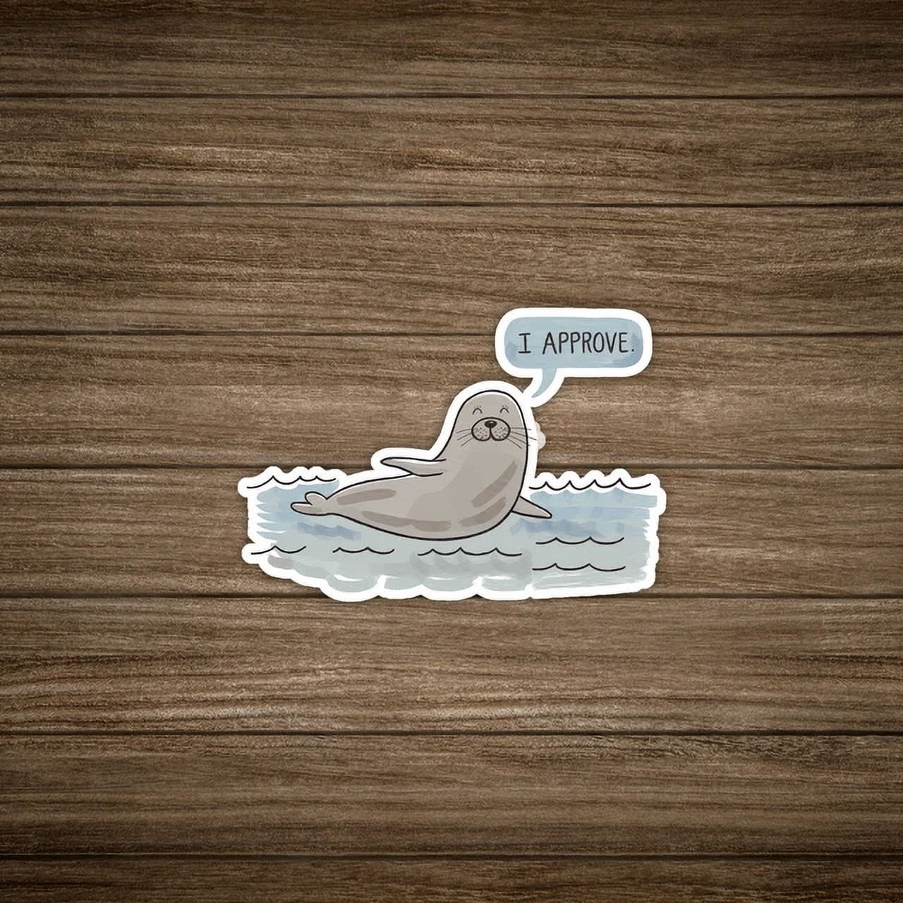 Cute Seal Of Approval Sticker - Animal Pun Illustration Artphone Decal ...