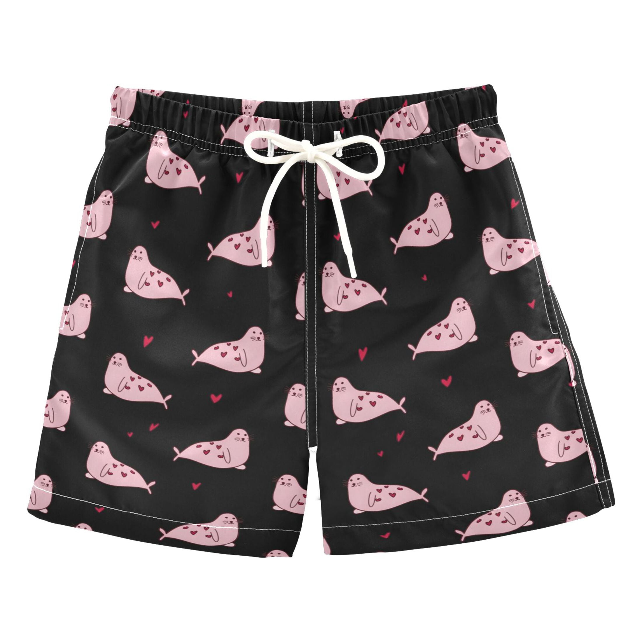 Cute Seal Pattern Swim Trunks Quick Dry Beach Pool Board Shorts ...
