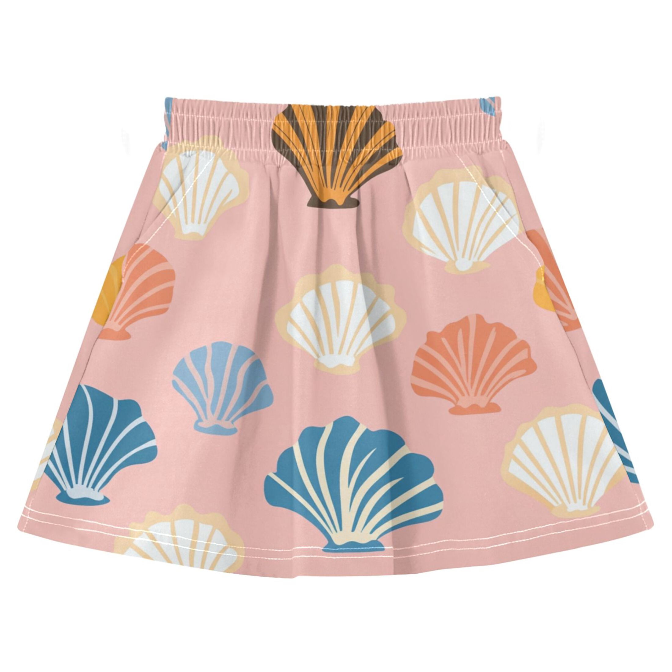 Cute Seashells Pastel Style Girls' Skirts A-Line Skirts with Under ...