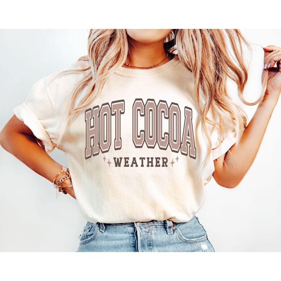 Cute Season Tshirt, Hot Cocoa Sweatshirt, Crewneck, Cozy Winter Sweater ...