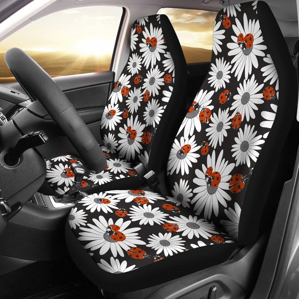 Cute Set of Ladybug Pattern Car Seat Covers Pack of 2 Universal Front ...