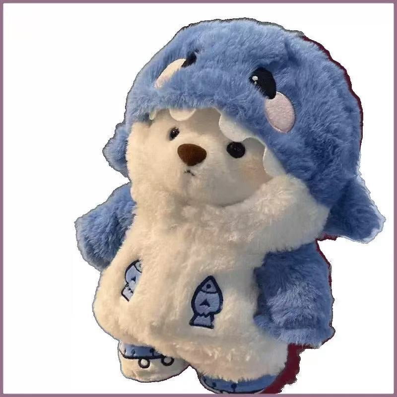 Cute Shark Bear Plush Toy, Soft Stuffed Animal Doll, Kawaii ...
