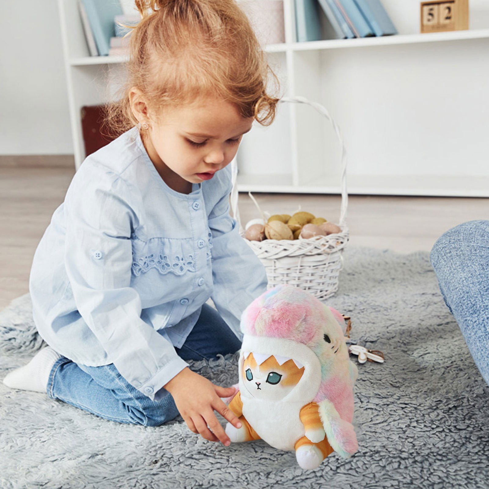 Cute Shark Cat Plush Toy, 8'' Cat Face Shark Stuffed Animal Plush Doll ...