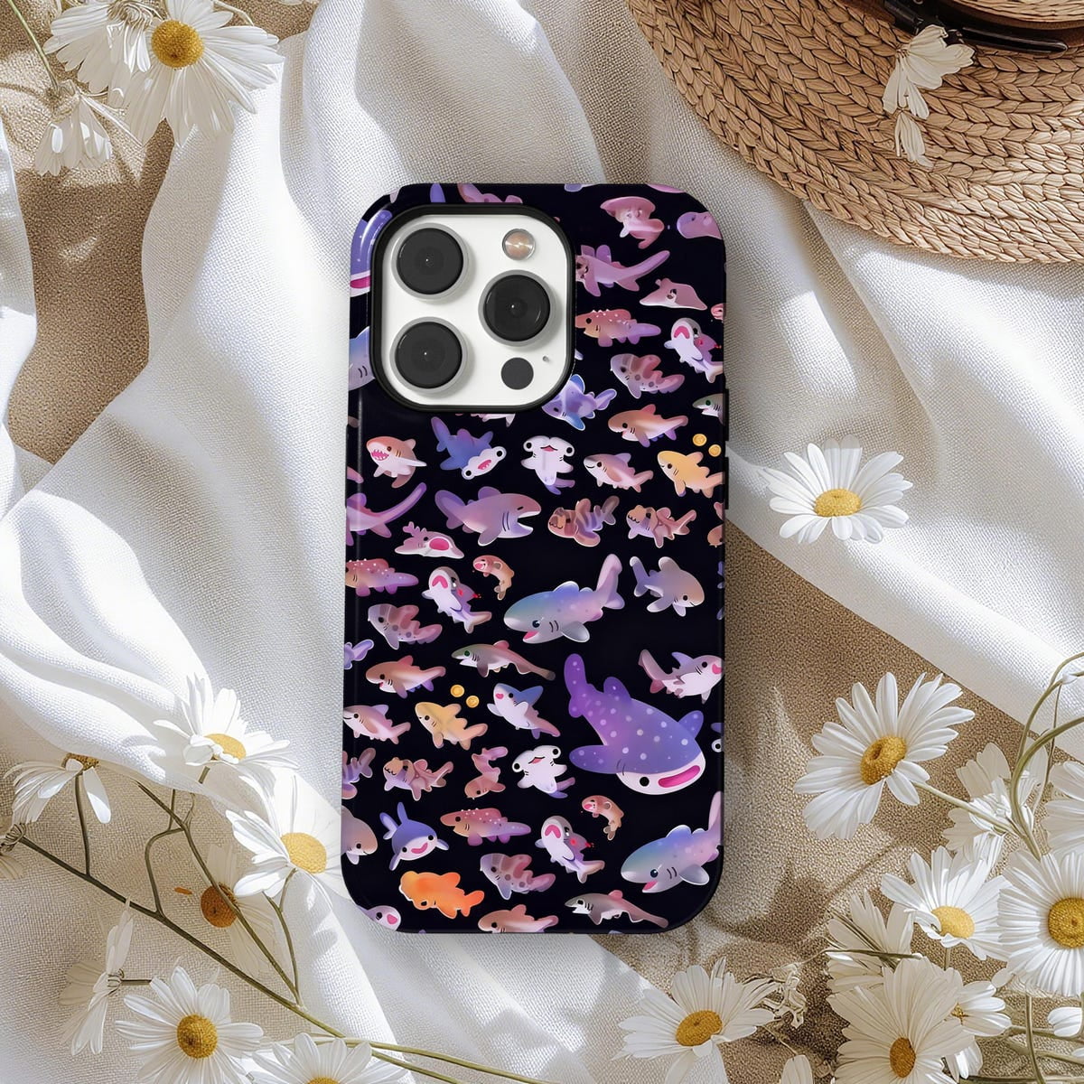 Cute Shark Kawaii Ocean Animal Pastel Vibe Phone Case 17 16 15 14 13 12 ...