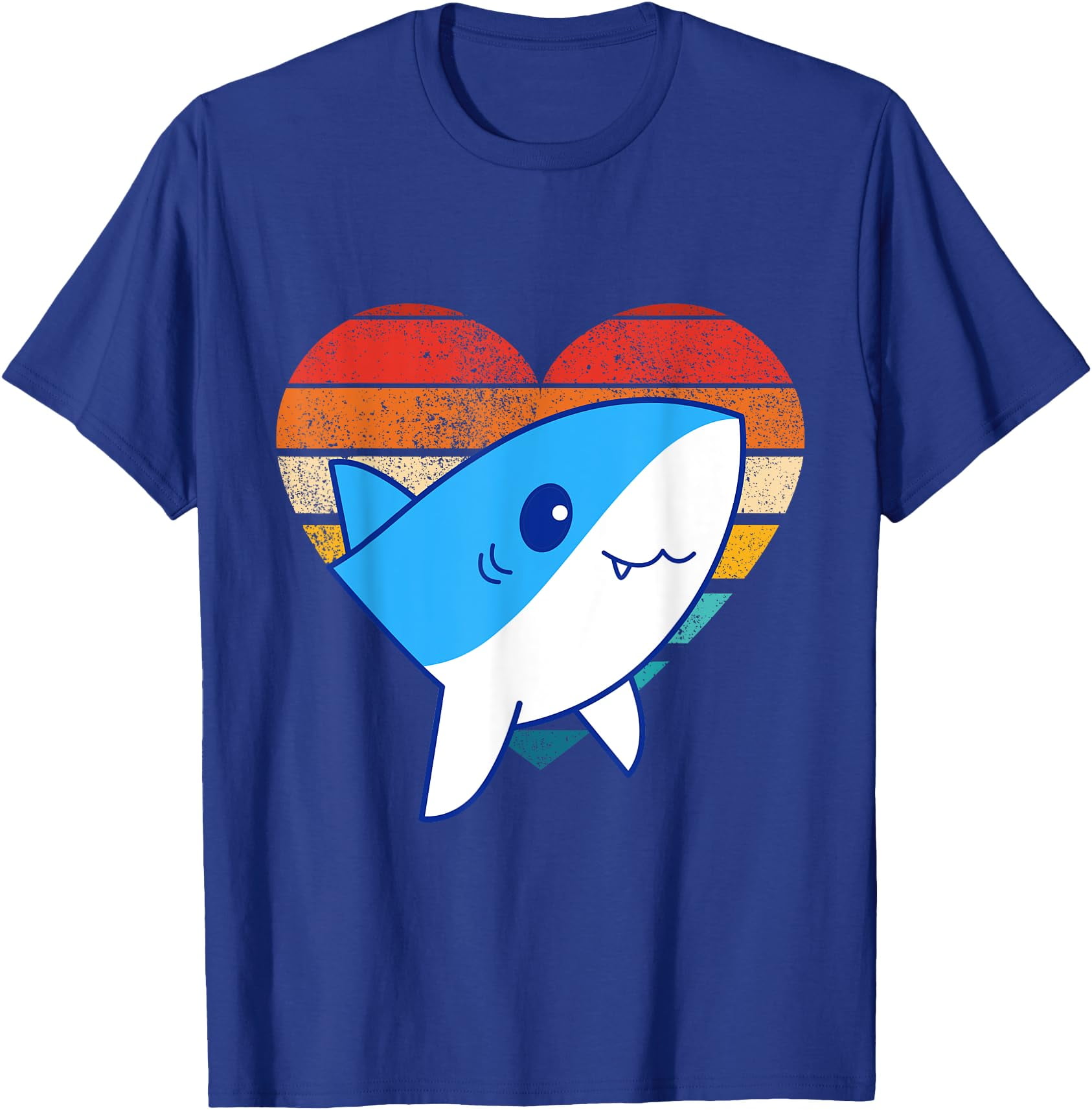 Cute Shark Retro Heart Shape Vintage Style Softstyle Unisex T-Shirt ...