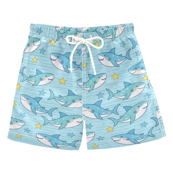 Cute Shark Starfish Summer Swim Trunks Quick Dry Beach Pool Board ...