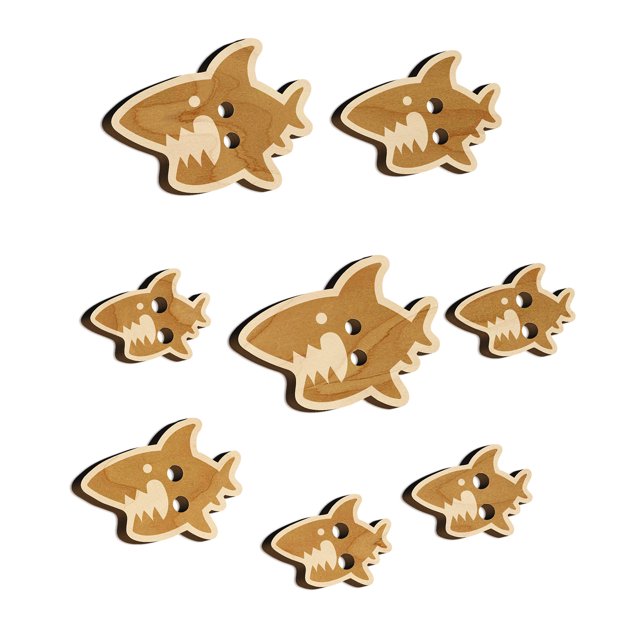 Cute Shark icon Wood Buttons for Crochet Knitting Sewing DIY Craft - 1. ...