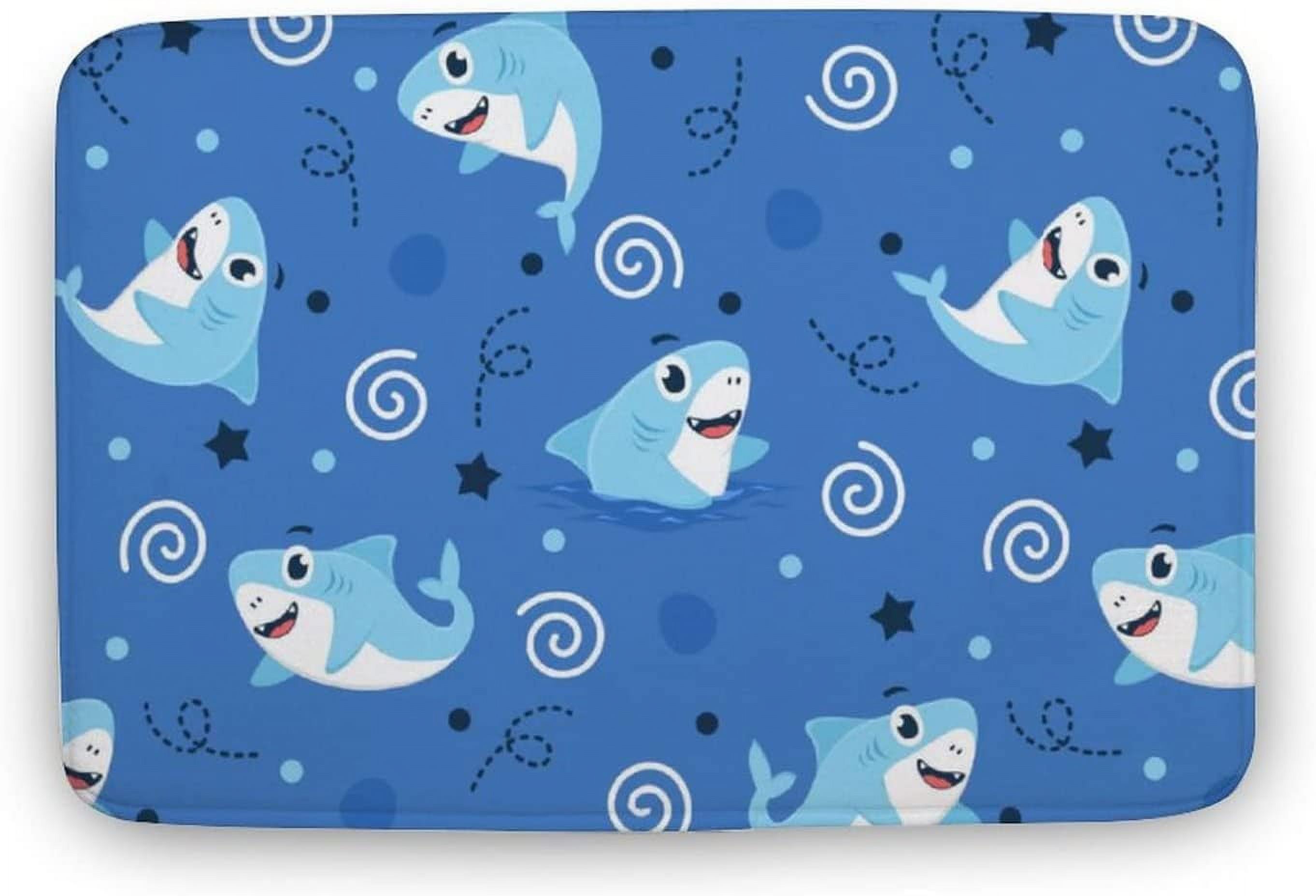 Cute Sharks Bath Mat Cartoon Animal Bathroom Rugs Soft Non Slip ...