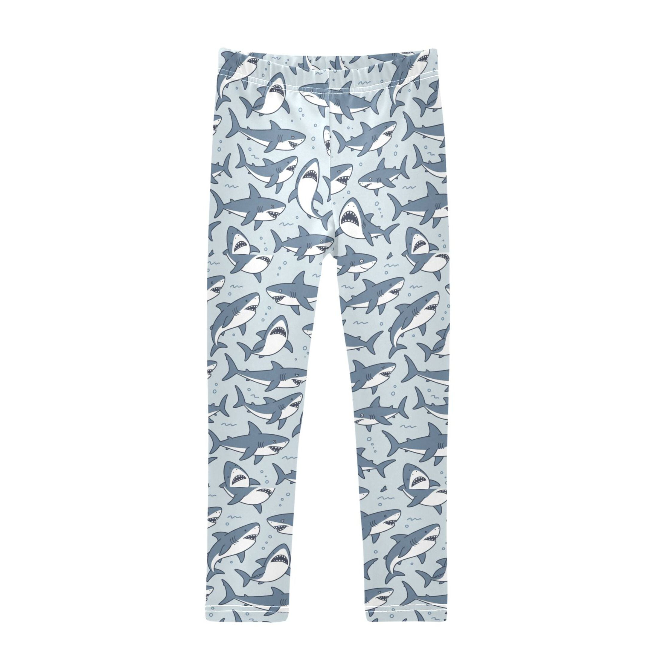 Cute Sharks Sea Animal Printed Leggings Yoga Pants for in 4t to 10t ...