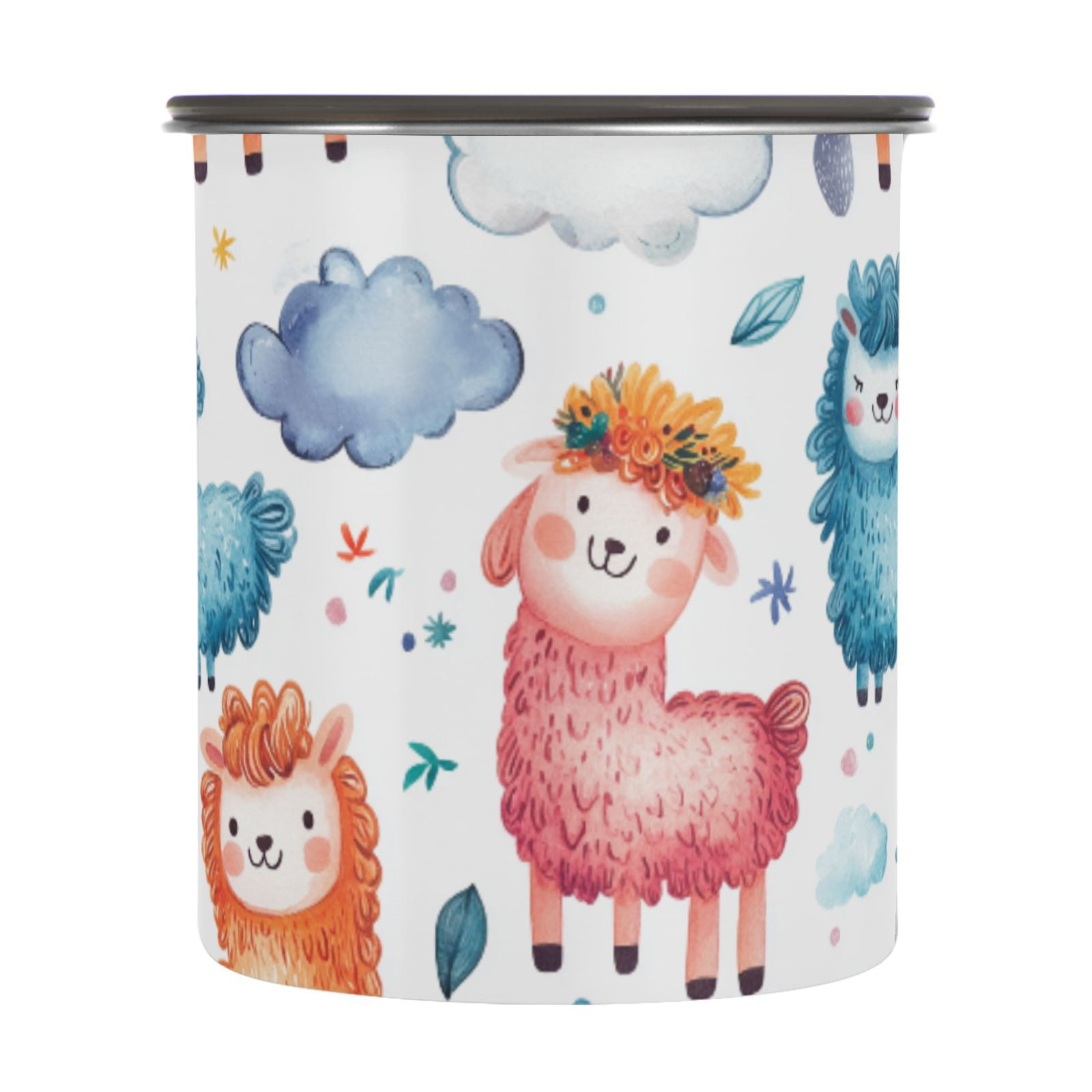 Cute Sheep Llama Airtight Coffee Bean Canister 30oz Food Storage ...
