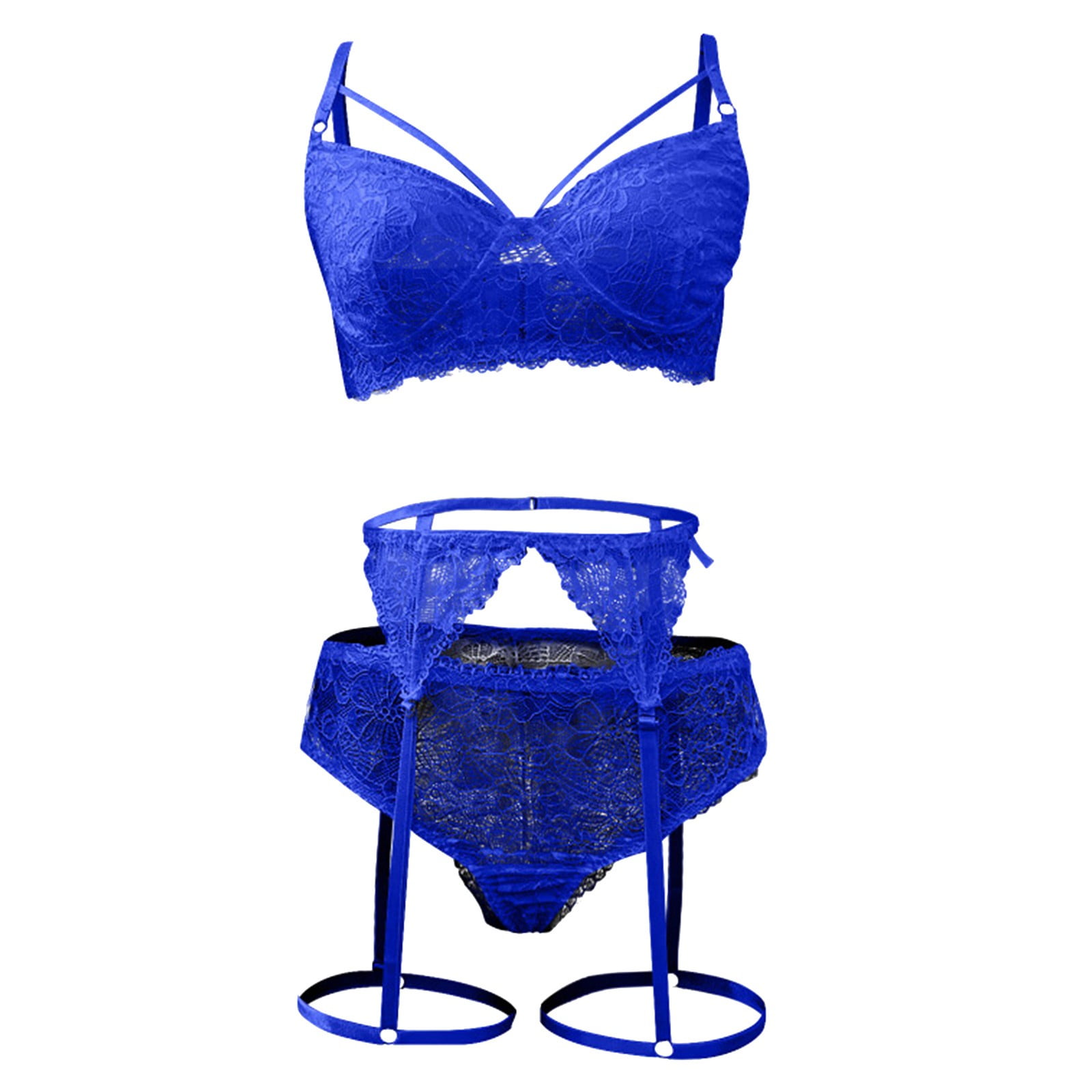 Cute Sheer Floral Lace Pajamas Lingerie Set High Waist Sleepwear Bra And Panty Two Piece