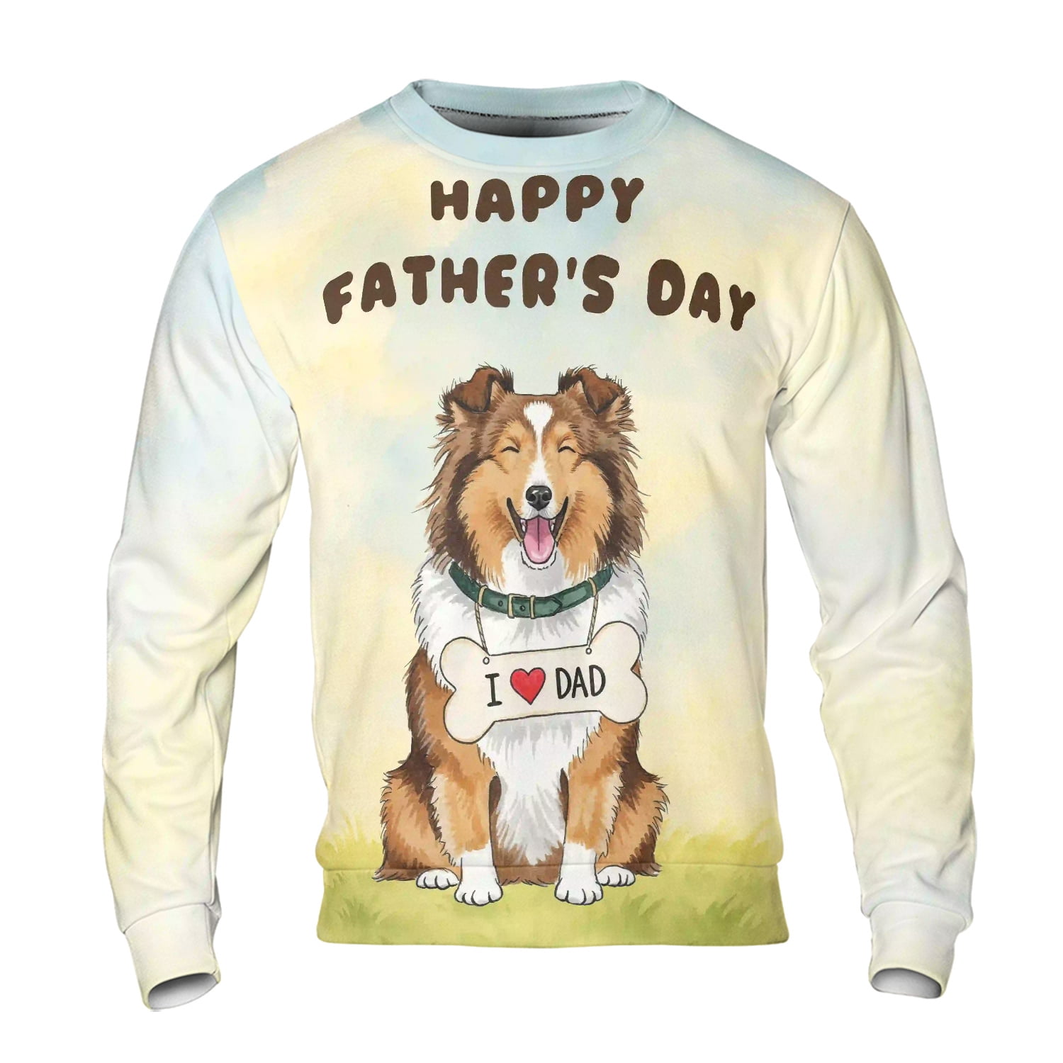 Cute Shetland Sheepdog Loves Dad Happy Father's Day All Over Print 3D ...