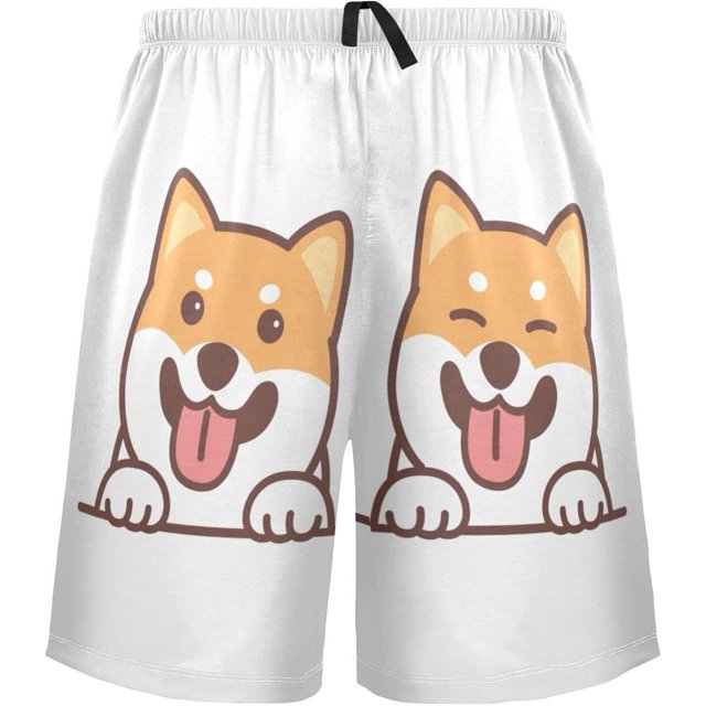 Cute Shiba Inu Dog Smiling Cartoon Animal Mens Pajama Pants Shorts ...