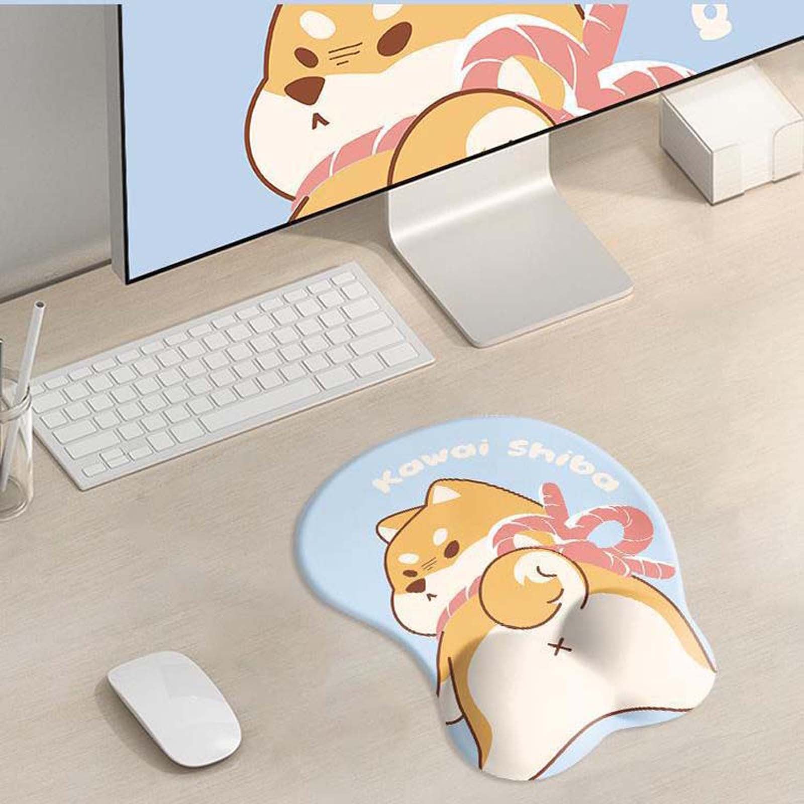 Cute Shiba Inu Mouse Pad, Wrist Rest, Soft Fabric, Ergonomic Design, For Office Use, Comfortable ...
