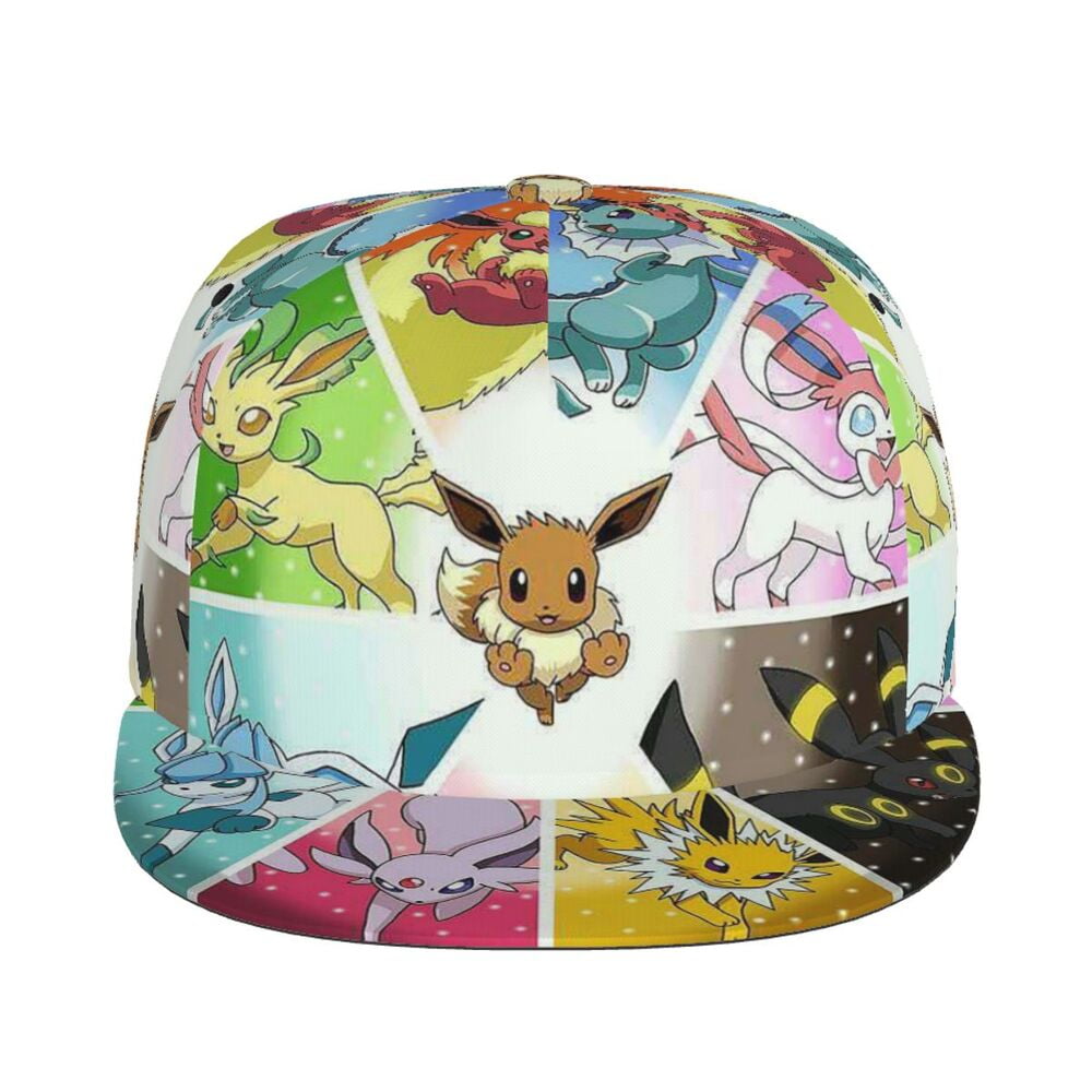 Cute Shiny Eevee Adjustable Flat Brim Baseball Cap Snapback Hat Hip Hop ...