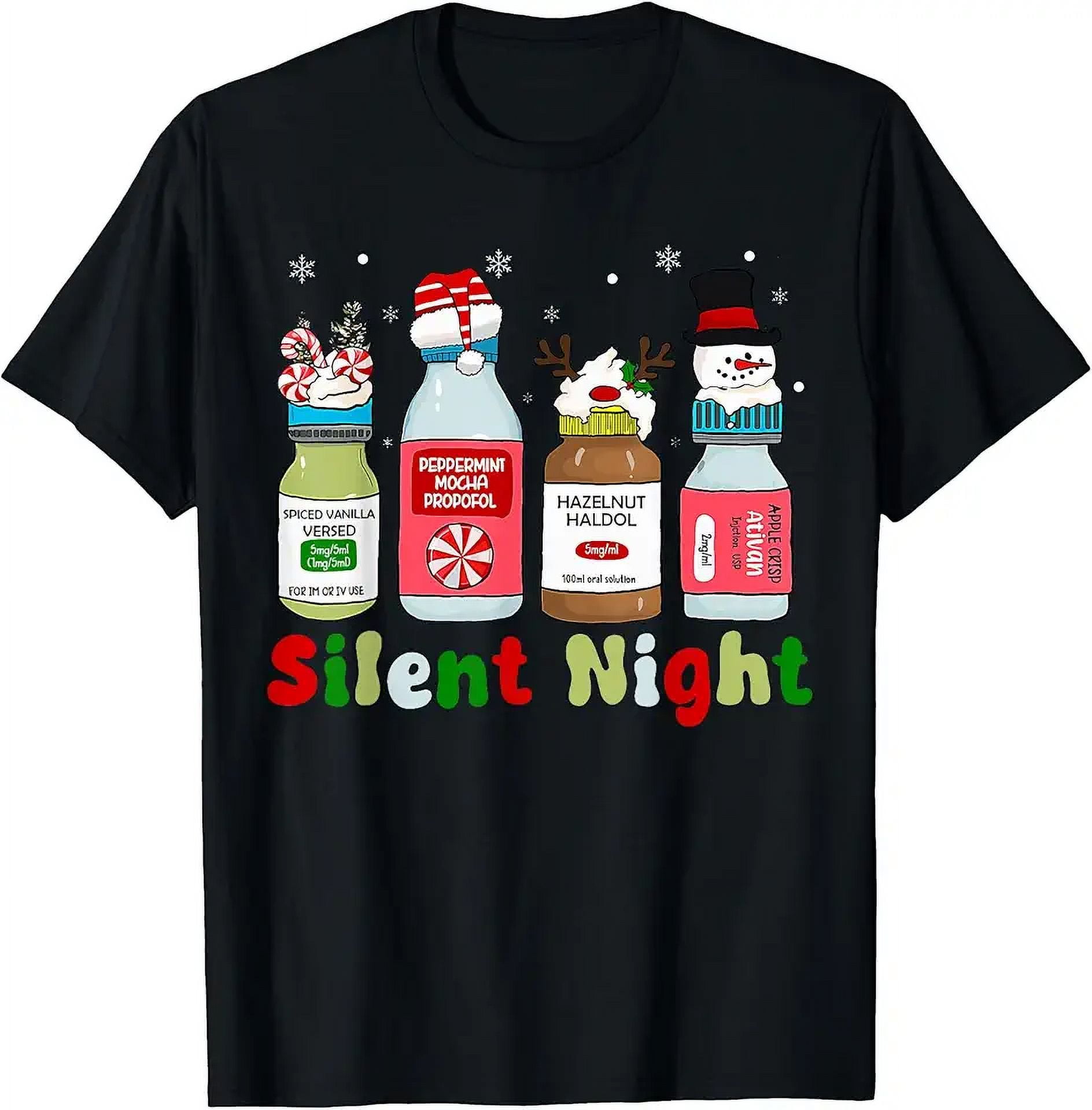 Cute Shirt Icu Nurse Christmas Silent Night T-Shirt - Walmart.com