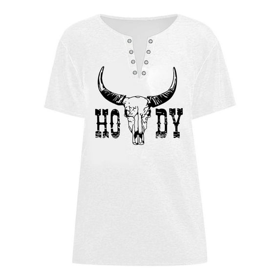 Cute Shirts For Women V Neck Short Sleeve Cow Print Trendy Dressy ...