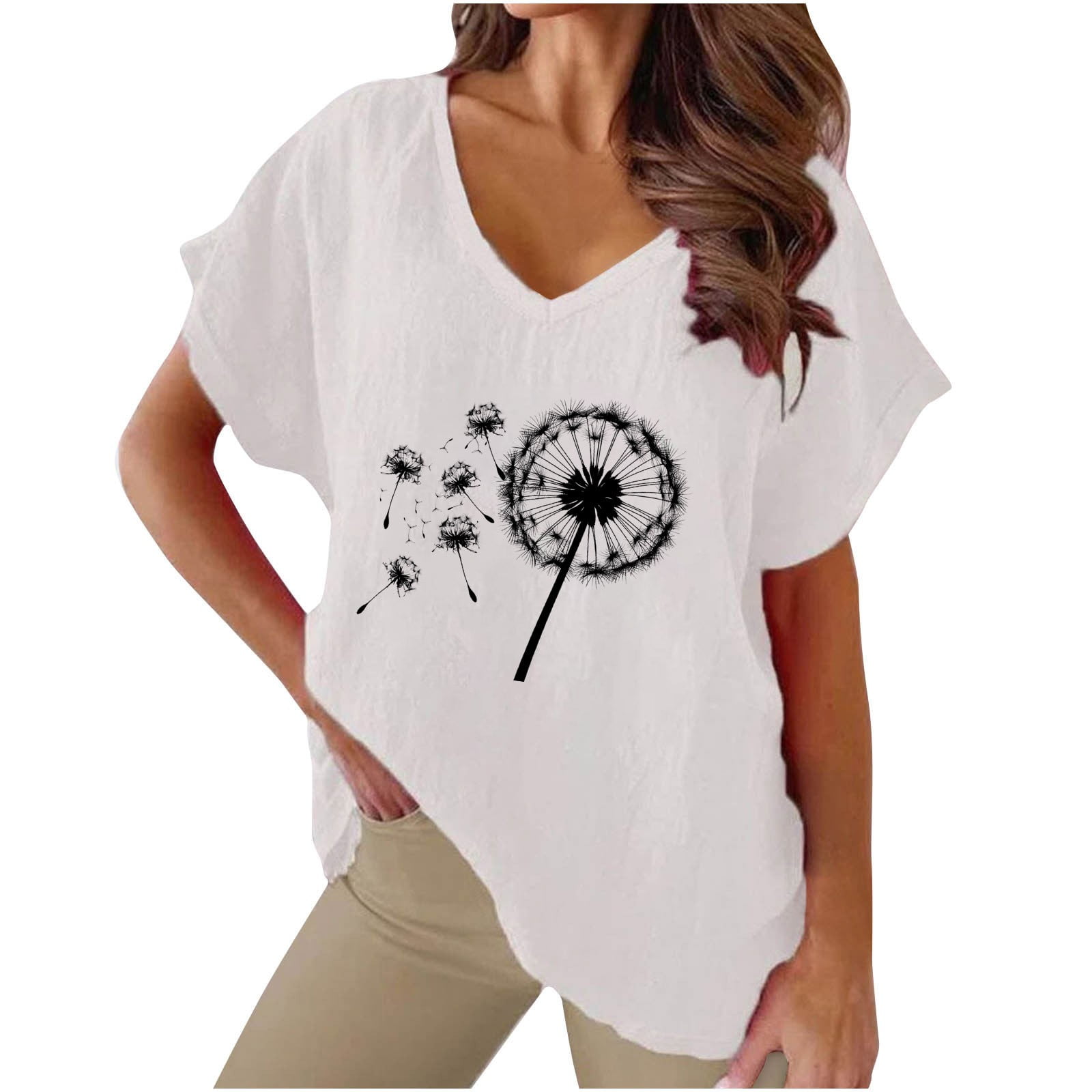 Cute Shirts Trendy Going Out Plus Size Drop Shoulder Longline Summer ...