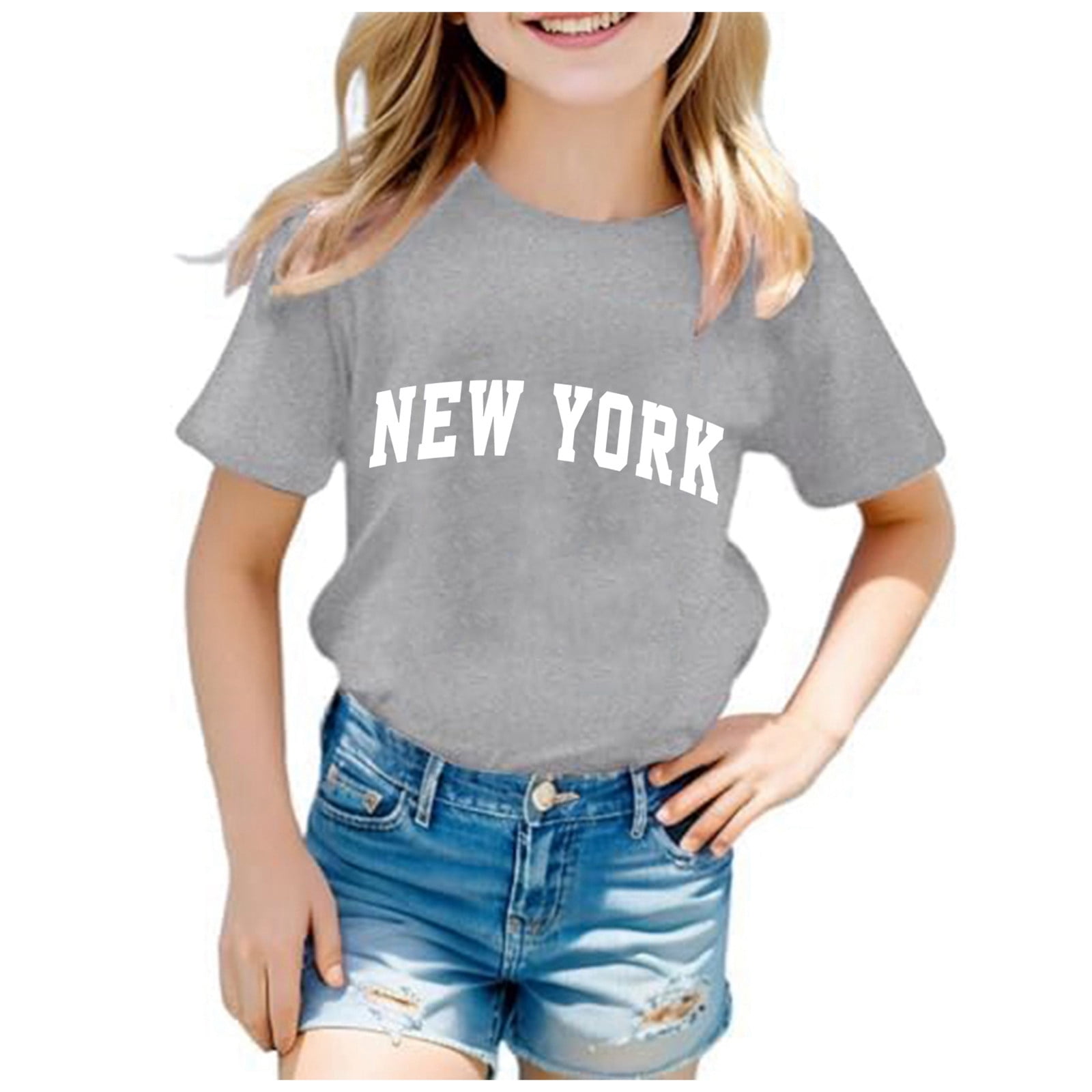 Cute Shirts for Girls 10-12 New York Letter Print Graphic T-Shirts ...