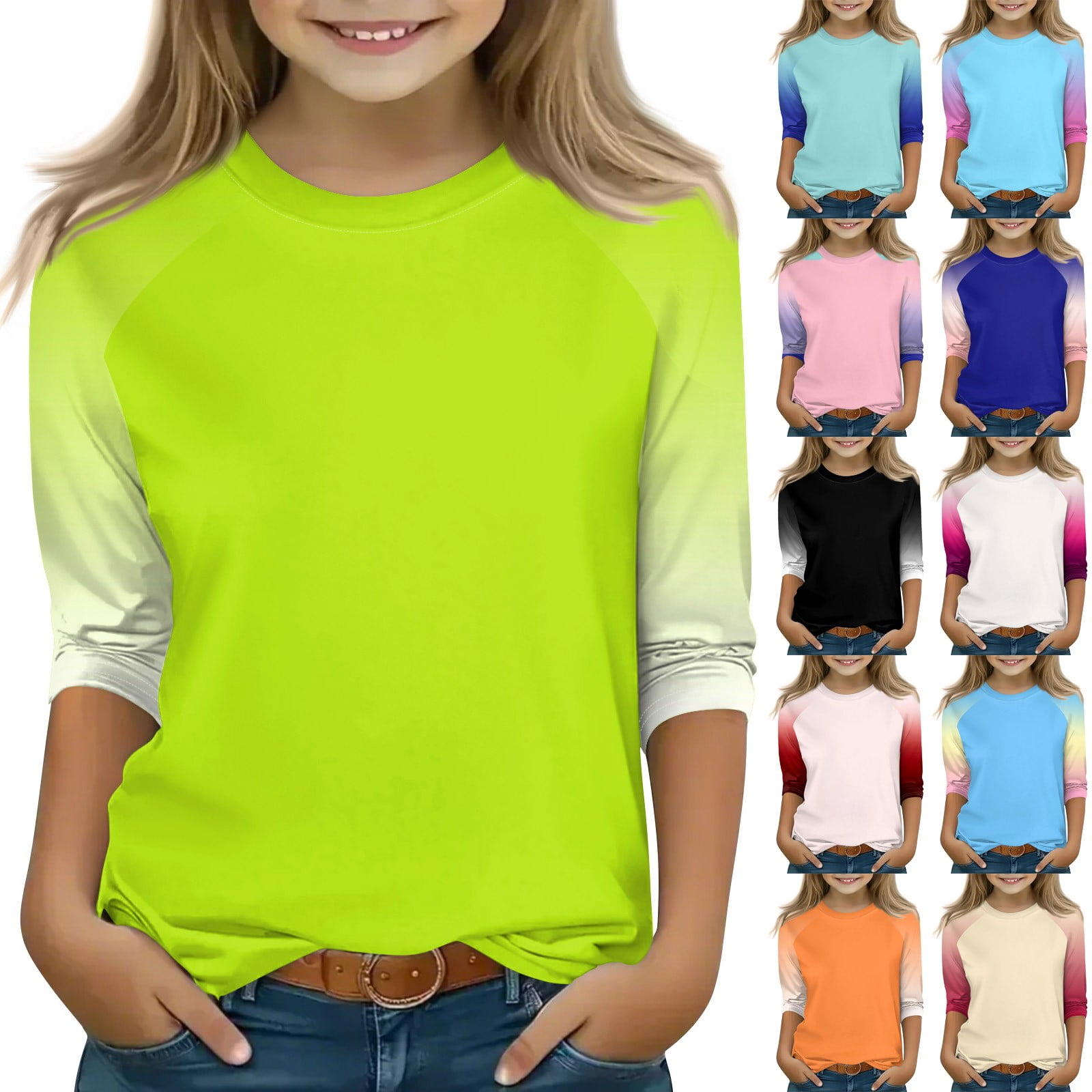 Cute Shirts for Teen Girls Raglan 3/4 Sleeve Casual Loose Fit Tops ...