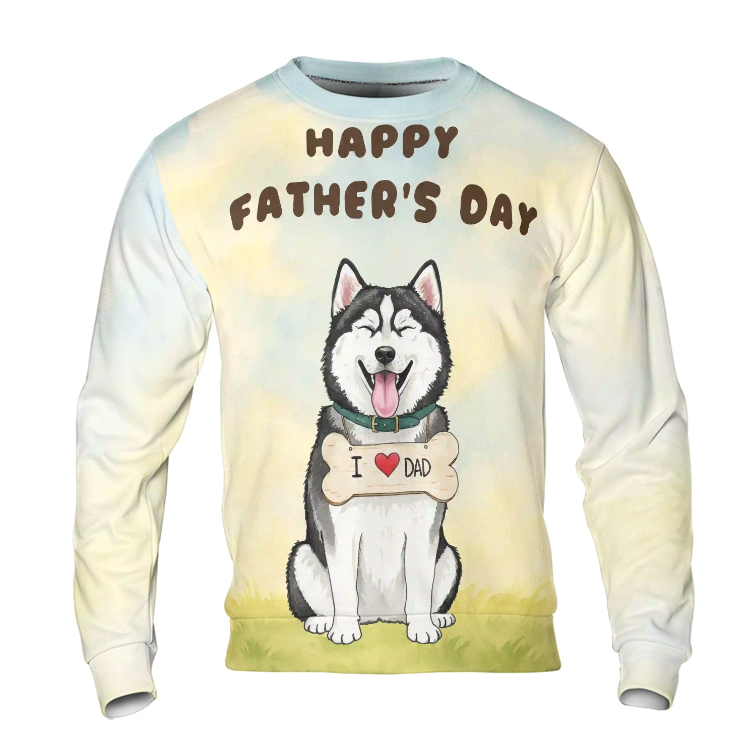 Cute Siberian Husky Loves Dad Happy Father's Day All Over Print 3D ...