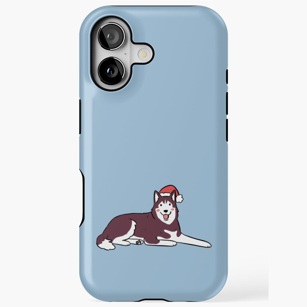 Cute Siberian Husky Xmas Dog Case for iPhone 11 12 13 14 15 16 17 Pro ...