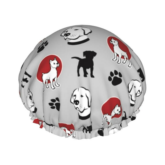Cute Silhouette Dog Shower Cap, Double Layers Shower Cap Rreusable ...