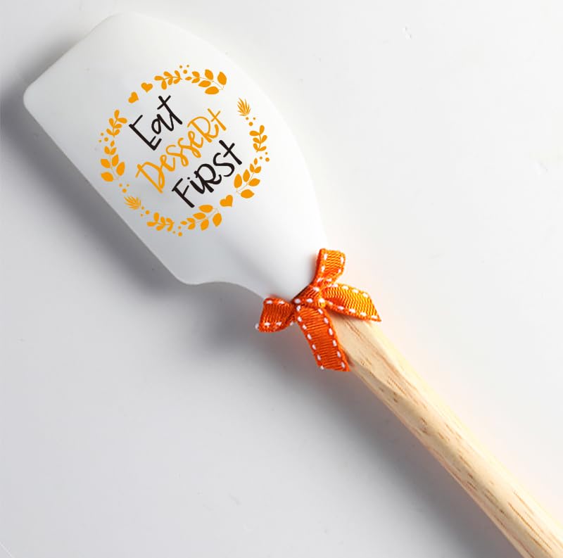 Cute Silicone Spatula-Eat Dessert First, Wooden Handles With Bow,Modern ...