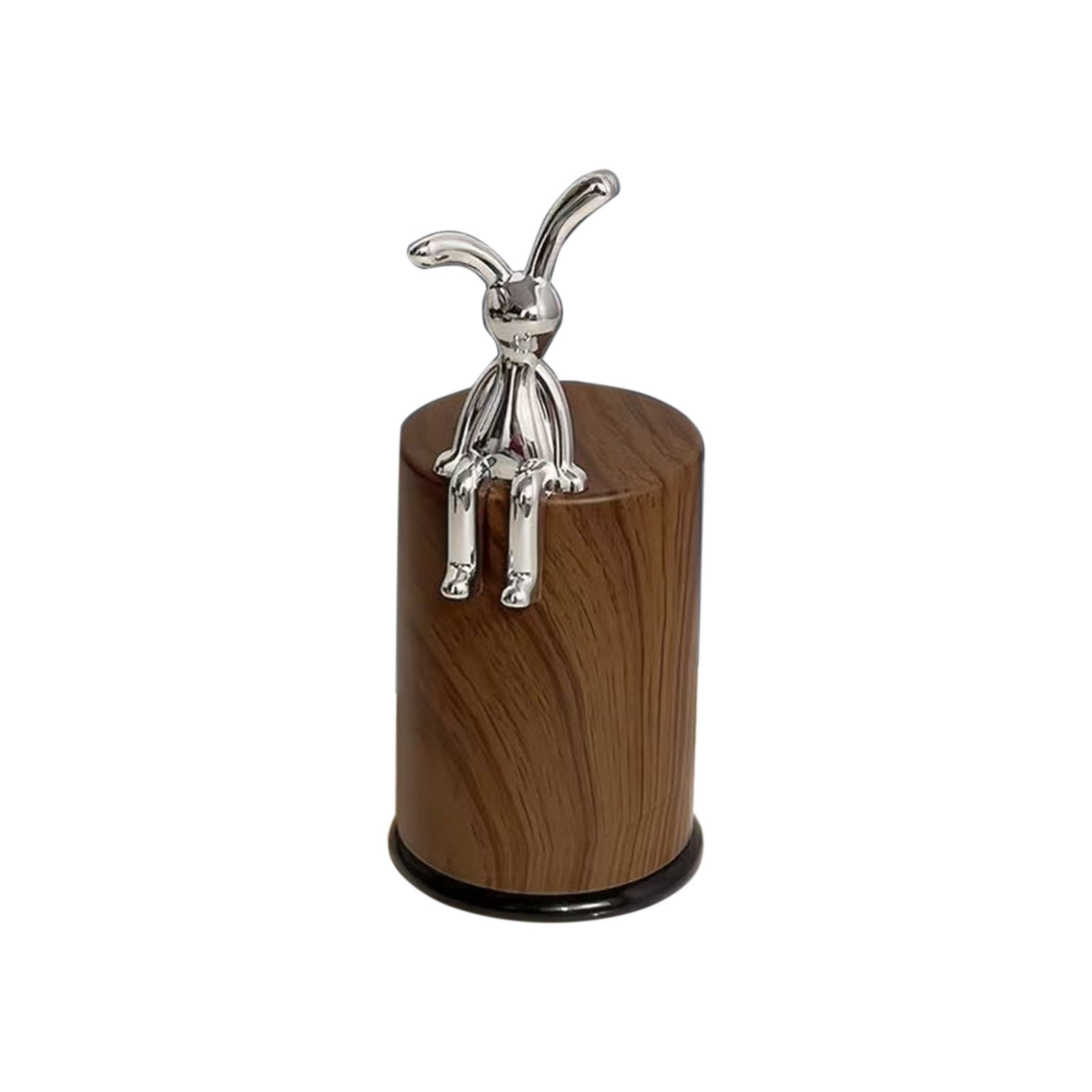 Cute Silver Rabbit Toothpick Holder - Wood Grain Line Design for ...