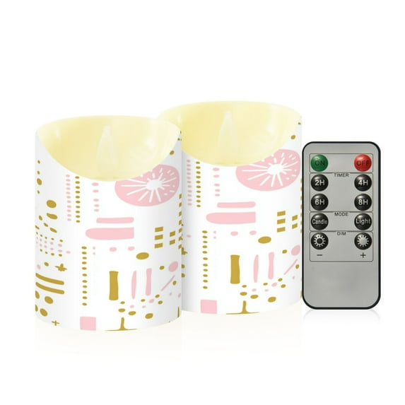 Cute Simple Pattern Design Flameless Candles 2 PCS with Remote ...