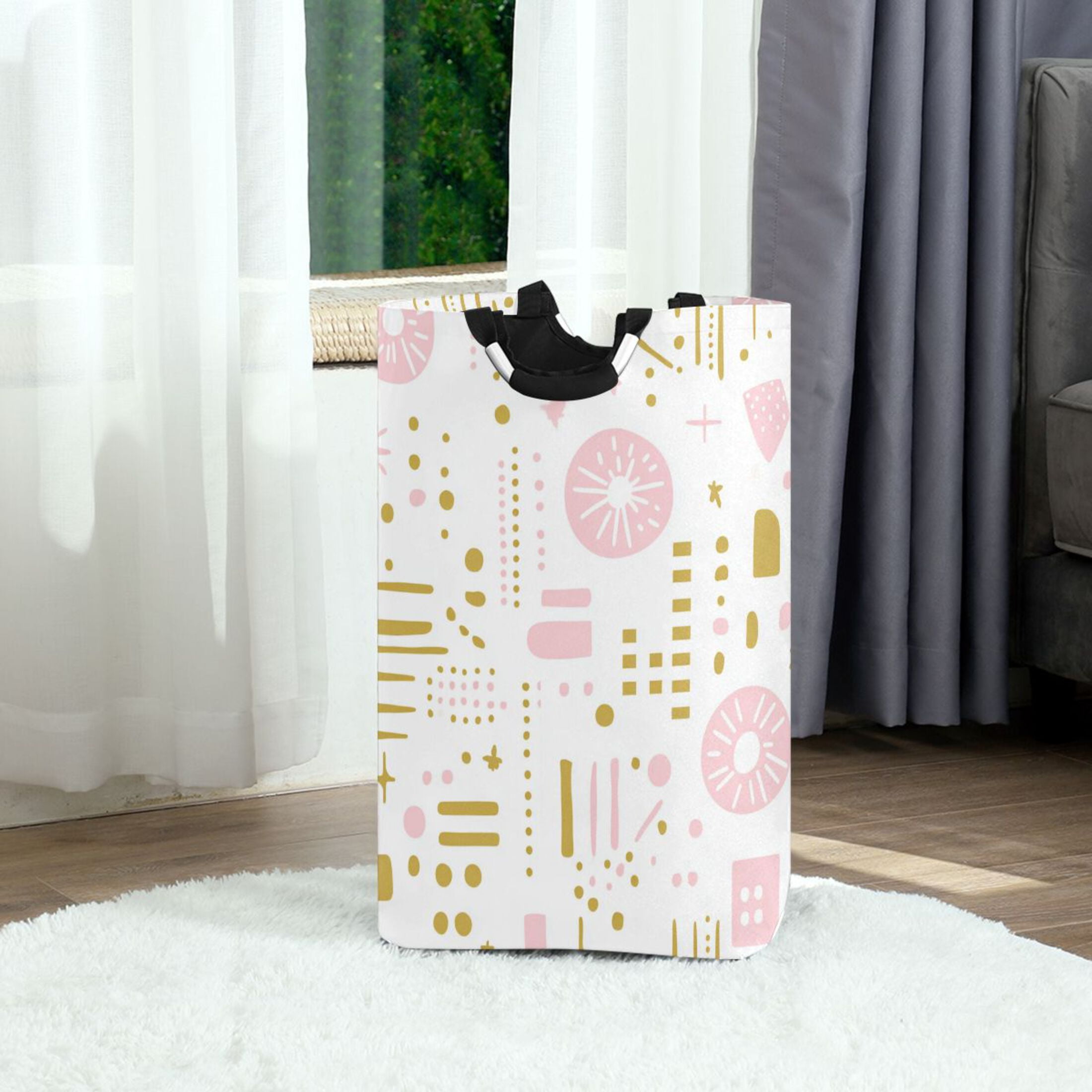 Cute Simple Pattern Design Foldable Laundry Hamper 12.6x11x22.7in with ...