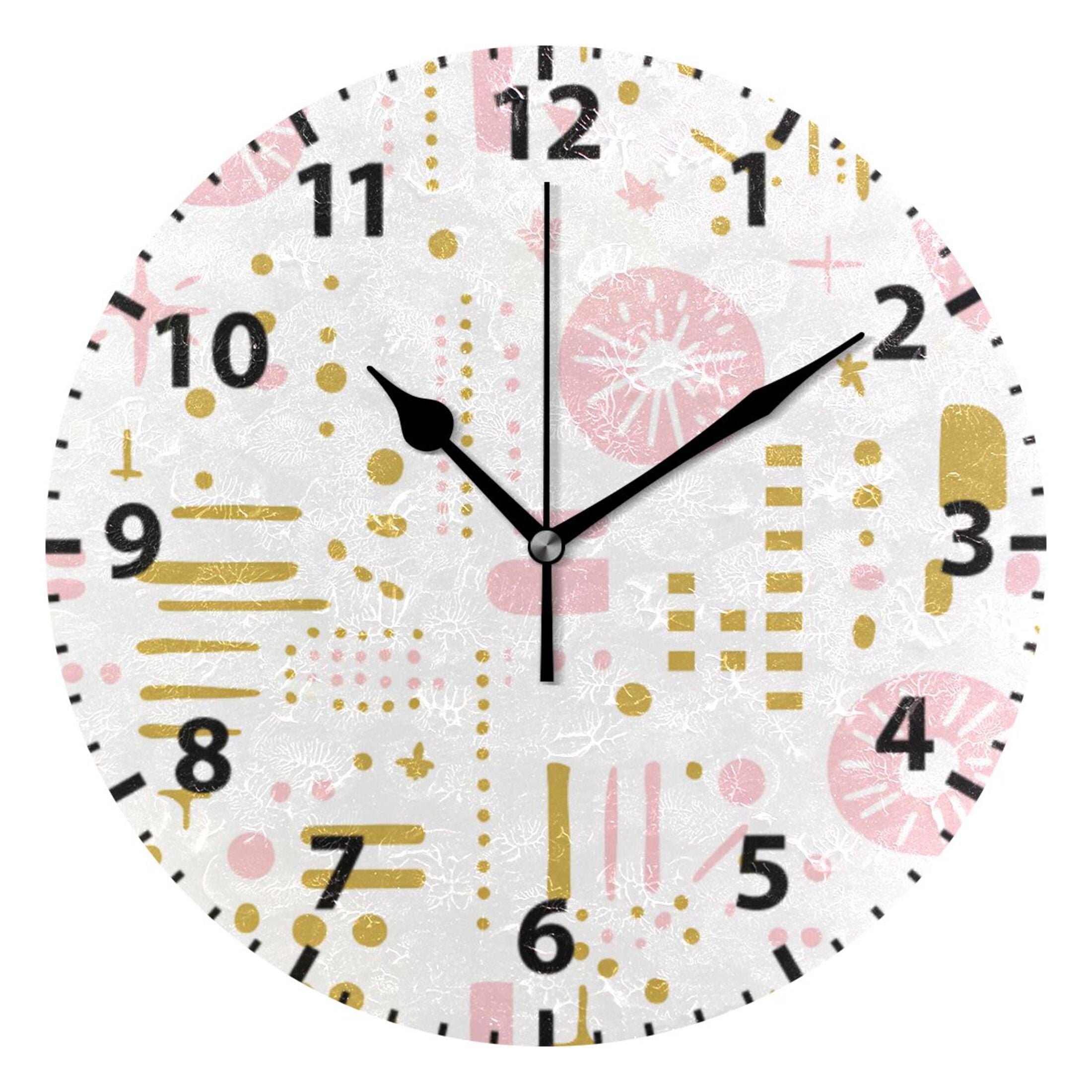 Cute Simple Pattern Wall Clock 10in Round Artistic Oil Painting Home ...