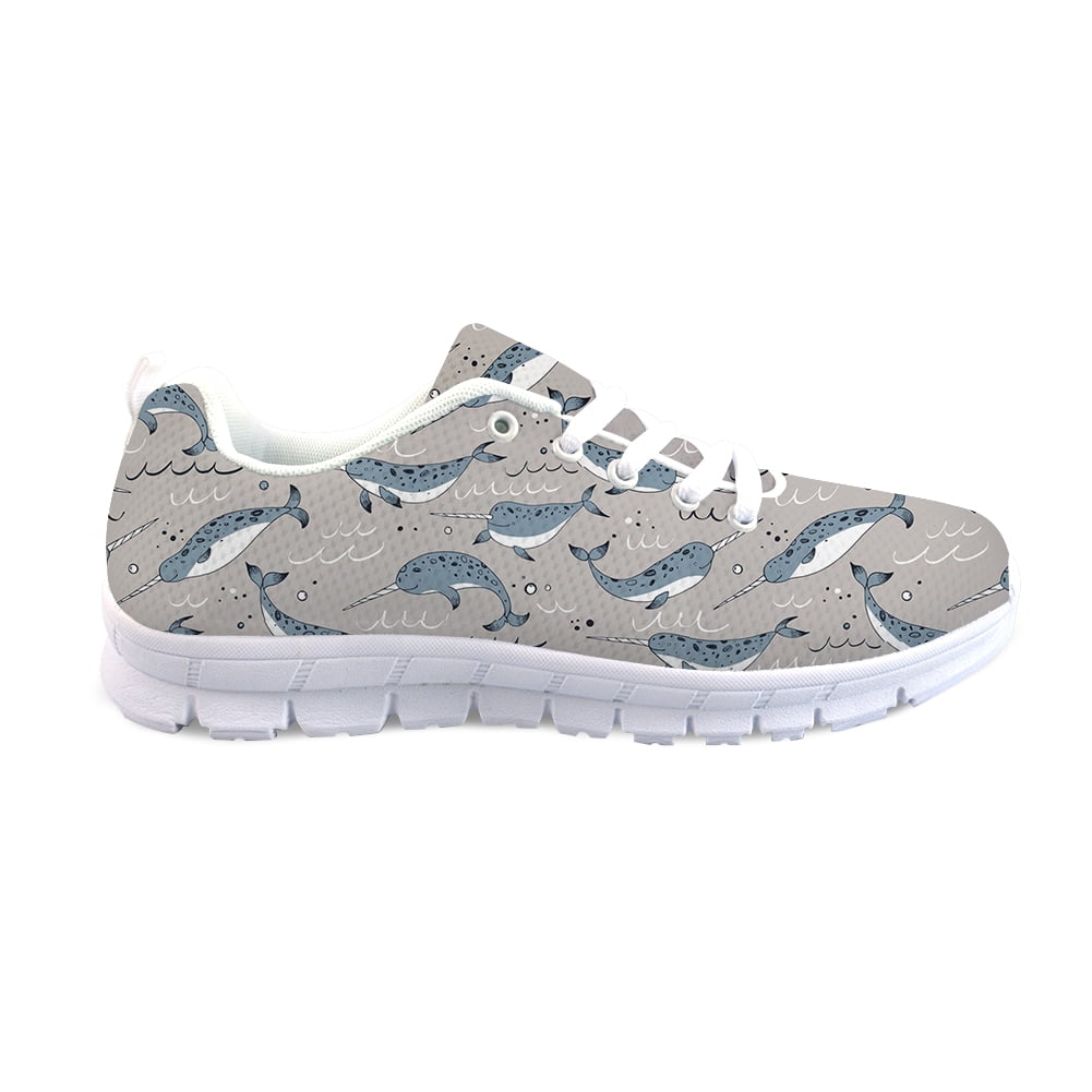 Cute Simple Tiny Fish Print Sneakers Lace-Up Flats Women Spring Travel ...