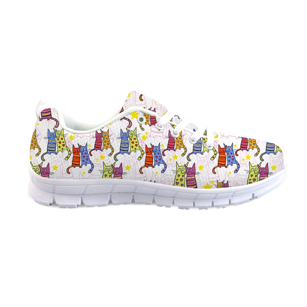 Cute Simple Tiny Fish Print Sneakers Lace-Up Flats Women Spring Travel ...