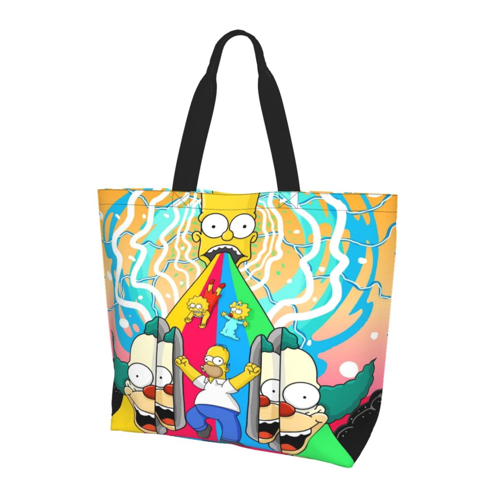 Cute Simpsons Extra Large Canvas Tote Bag For Gym Beach Travel Reusable ...