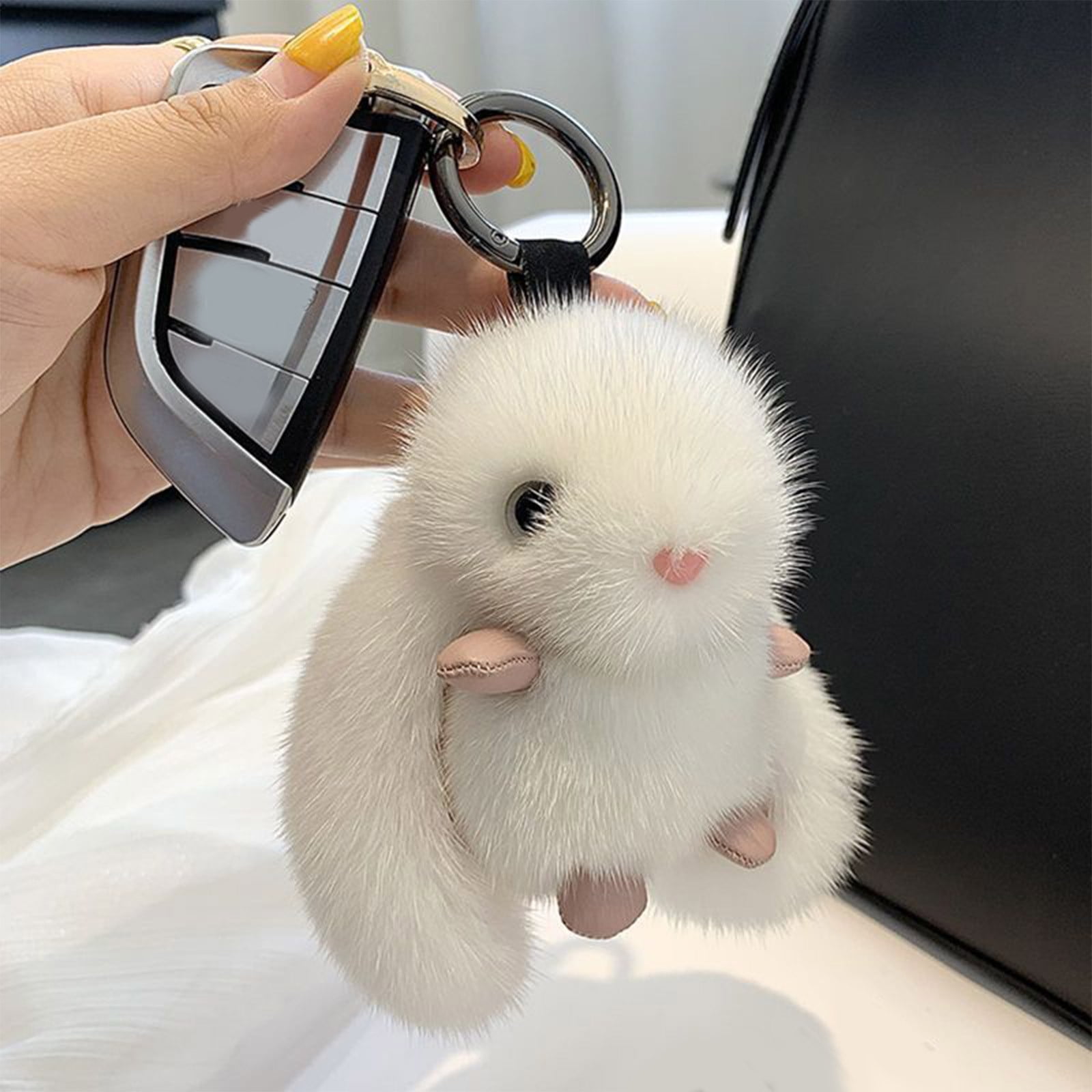 Cute Simulation Mink Big Ears Car Keychain Pendant High End School Bag ...