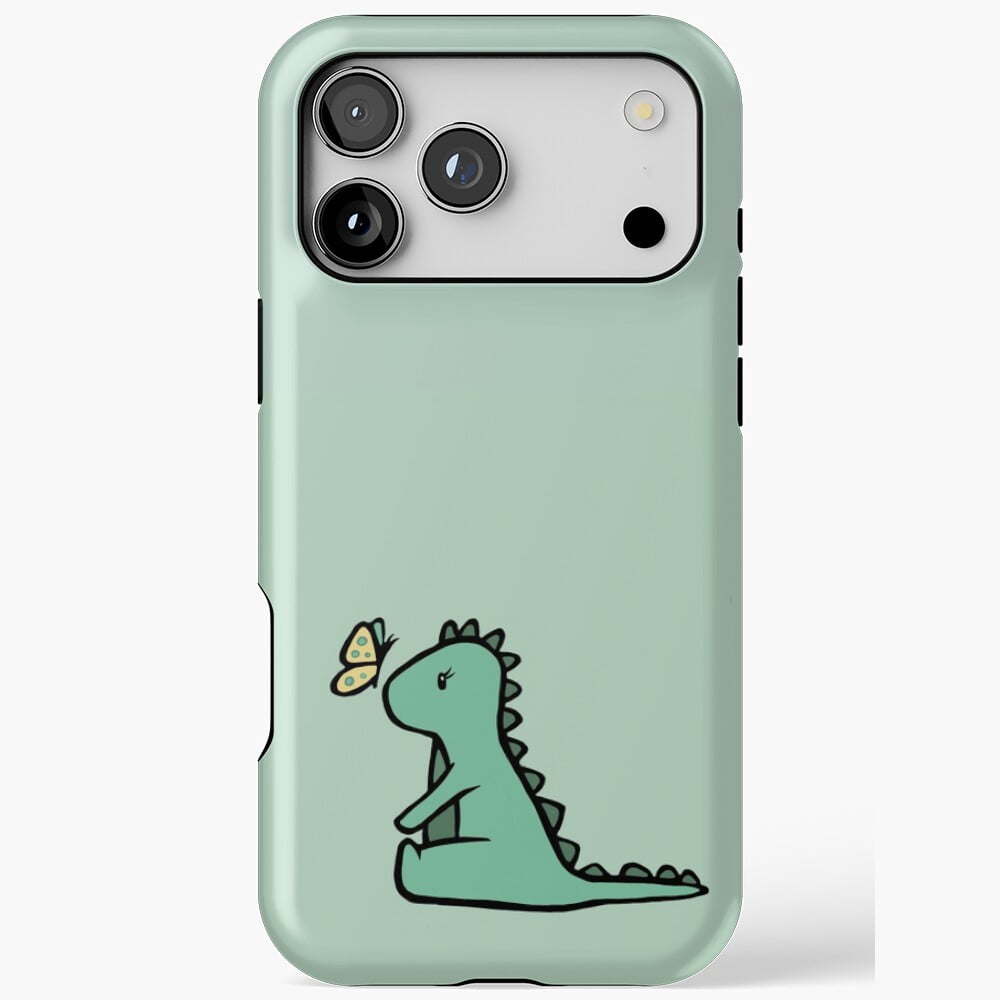Cute Sitting Dinosaur and Butterfly Tiny Reptile Phone Case for iPhone ...
