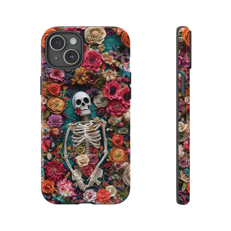 Cute Skeleton Floral Day of the Dead Phone Case for iPhone 11 12 13 14 ...
