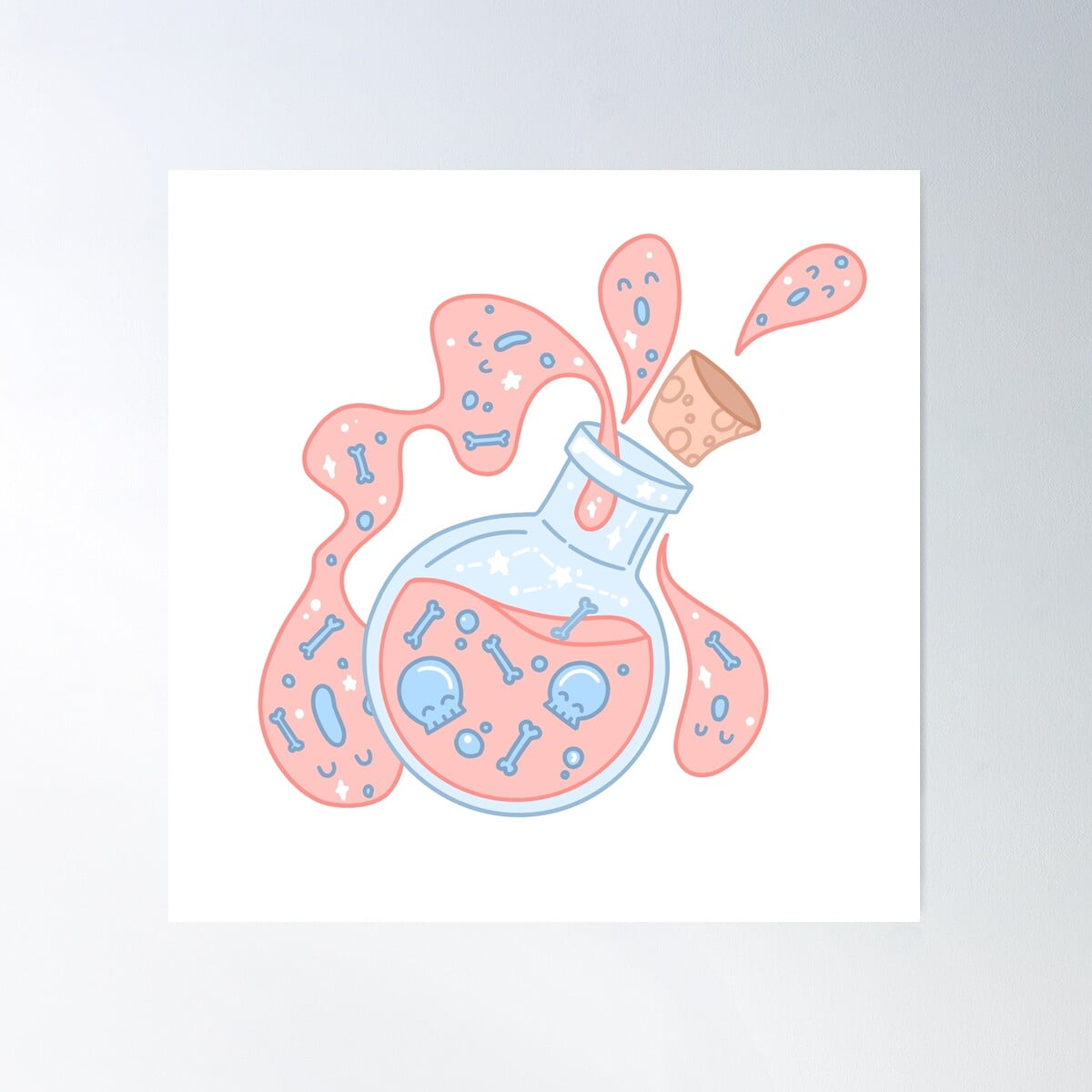 Cute Skull And Bones Potion Poster Wall Art, Modern Wall Decor For ...