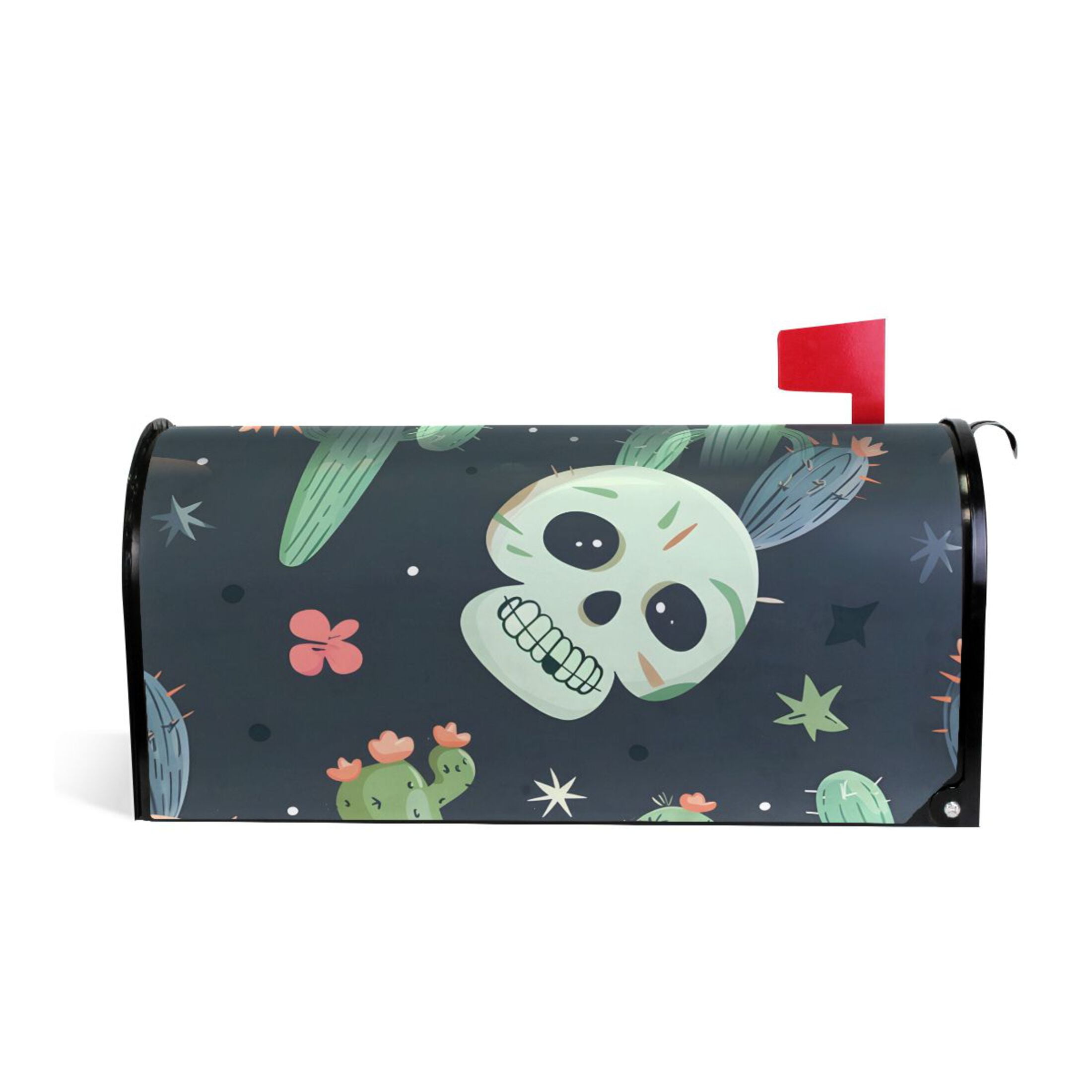 Cute Skull and Cactus Magnetic Mailbox Covers 21" X 18" Post Letter Box ...