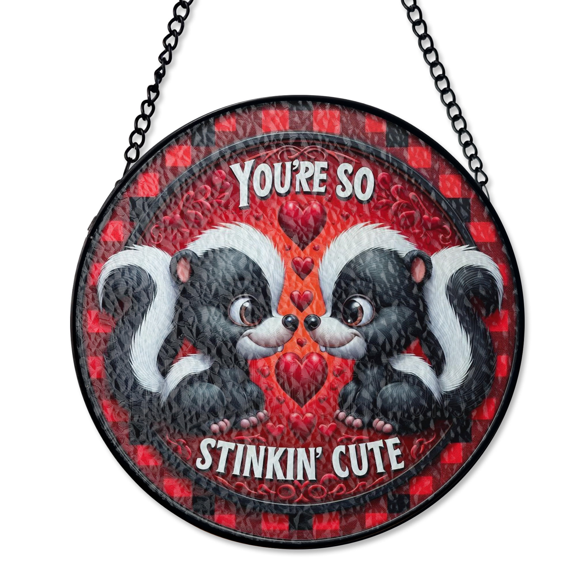 Cute Skunks You're So Stinkin' Cute Suncatcher, Stained Glass Style UV ...