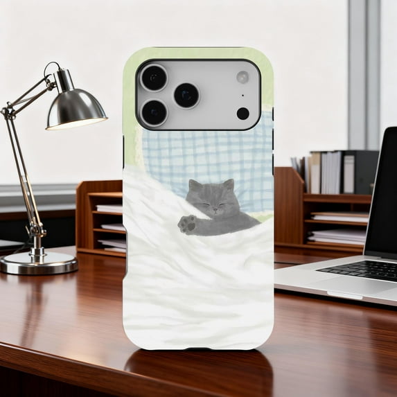 Cute Sleeping Cat Phone Case Cozy Kitten Art Style 17 through 11 Pro ...