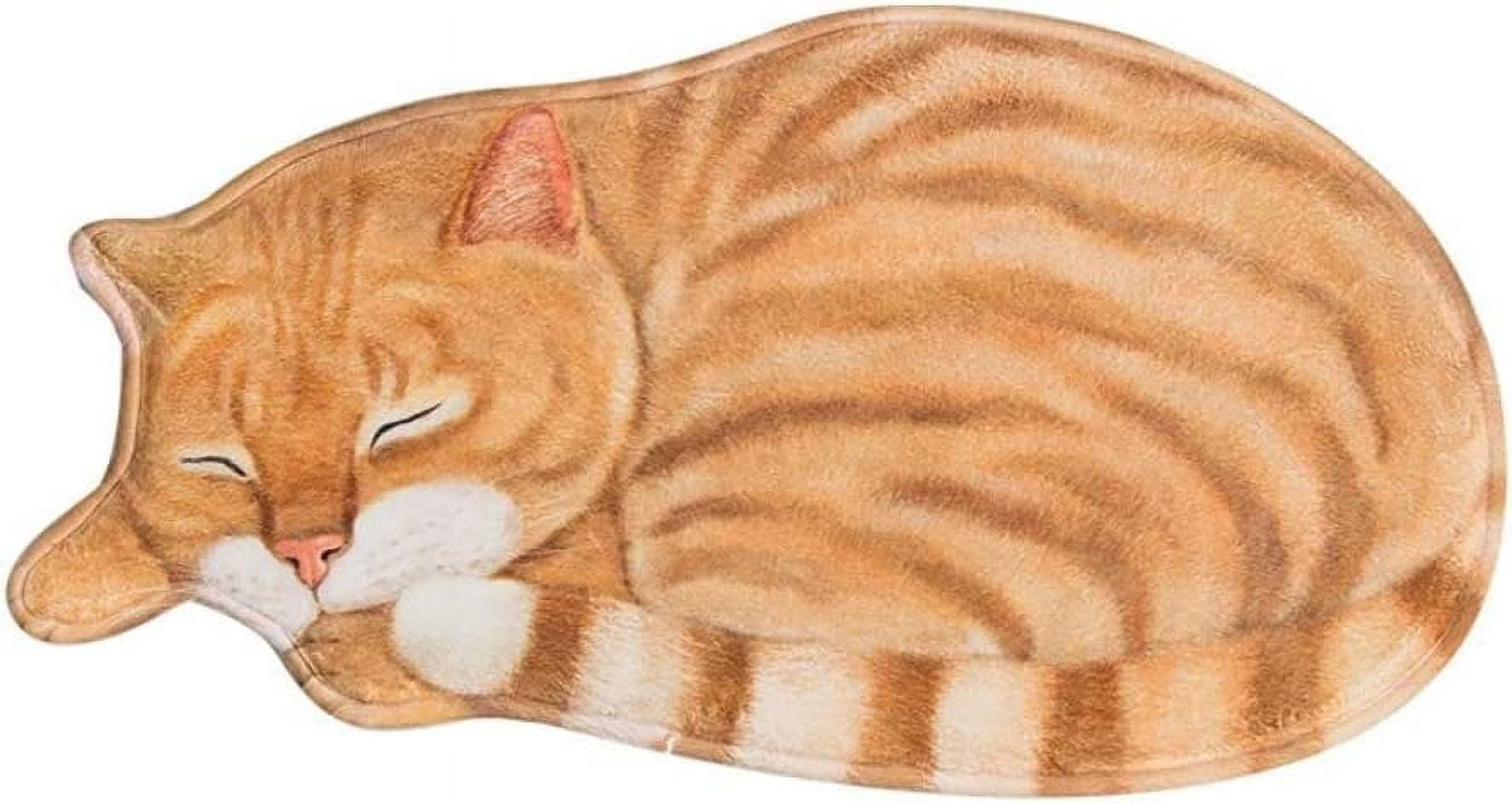 Cute Sleeping Cat Shaped Area Rug, Microfiber Absorbent Floor Mat for ...