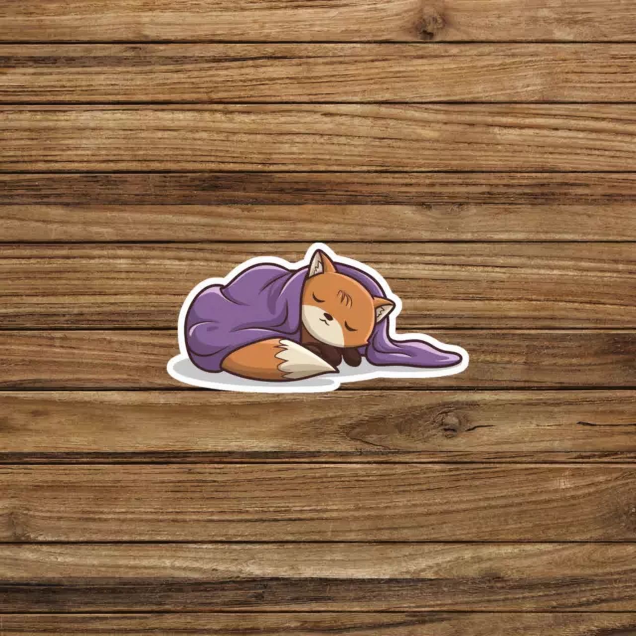 Cute Sleeping Fox Sticker - Adorable Animal Cartoon Illustration ...
