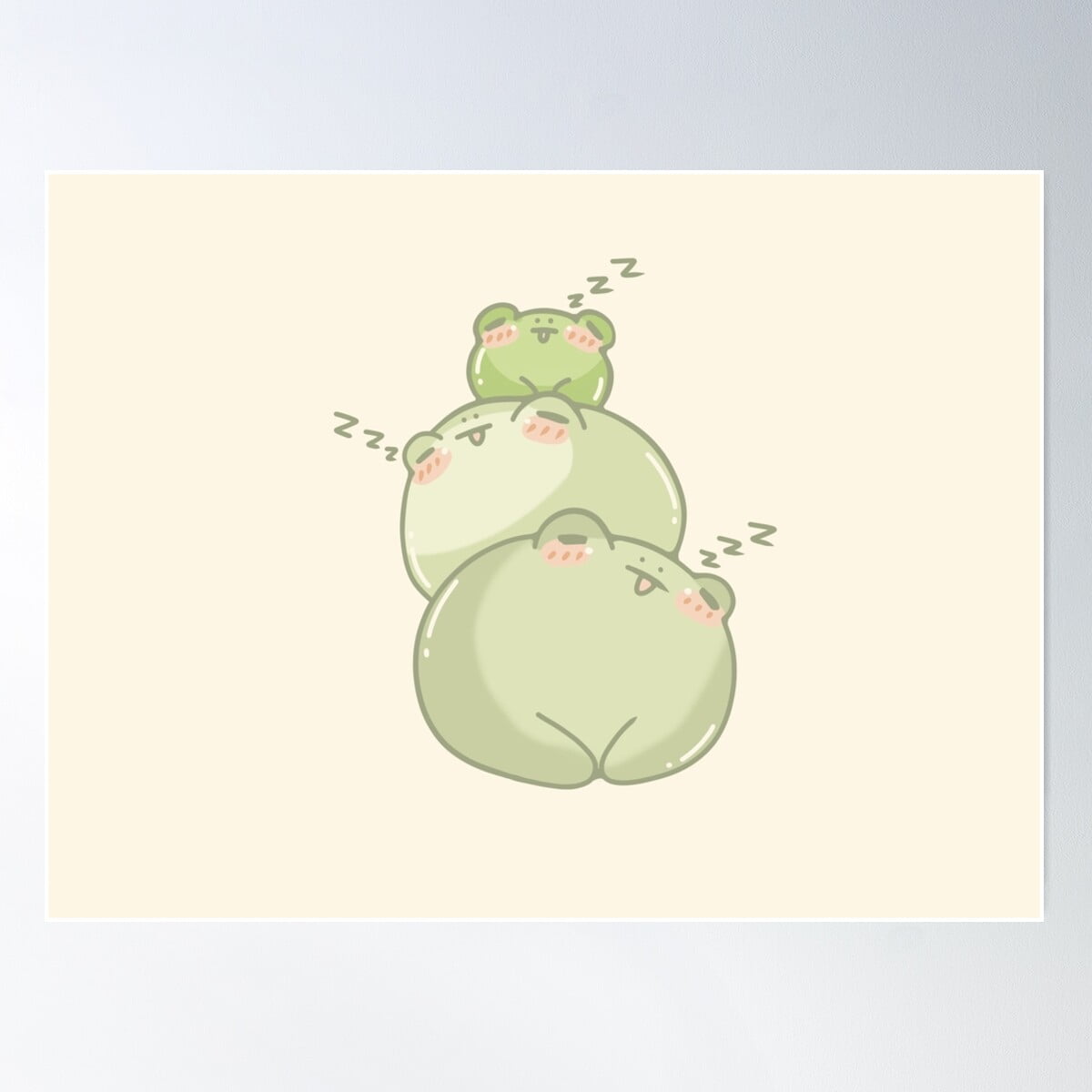 Cute Sleeping Frog Stack Poster Wall Art, Modern Wall Decor For Living ...