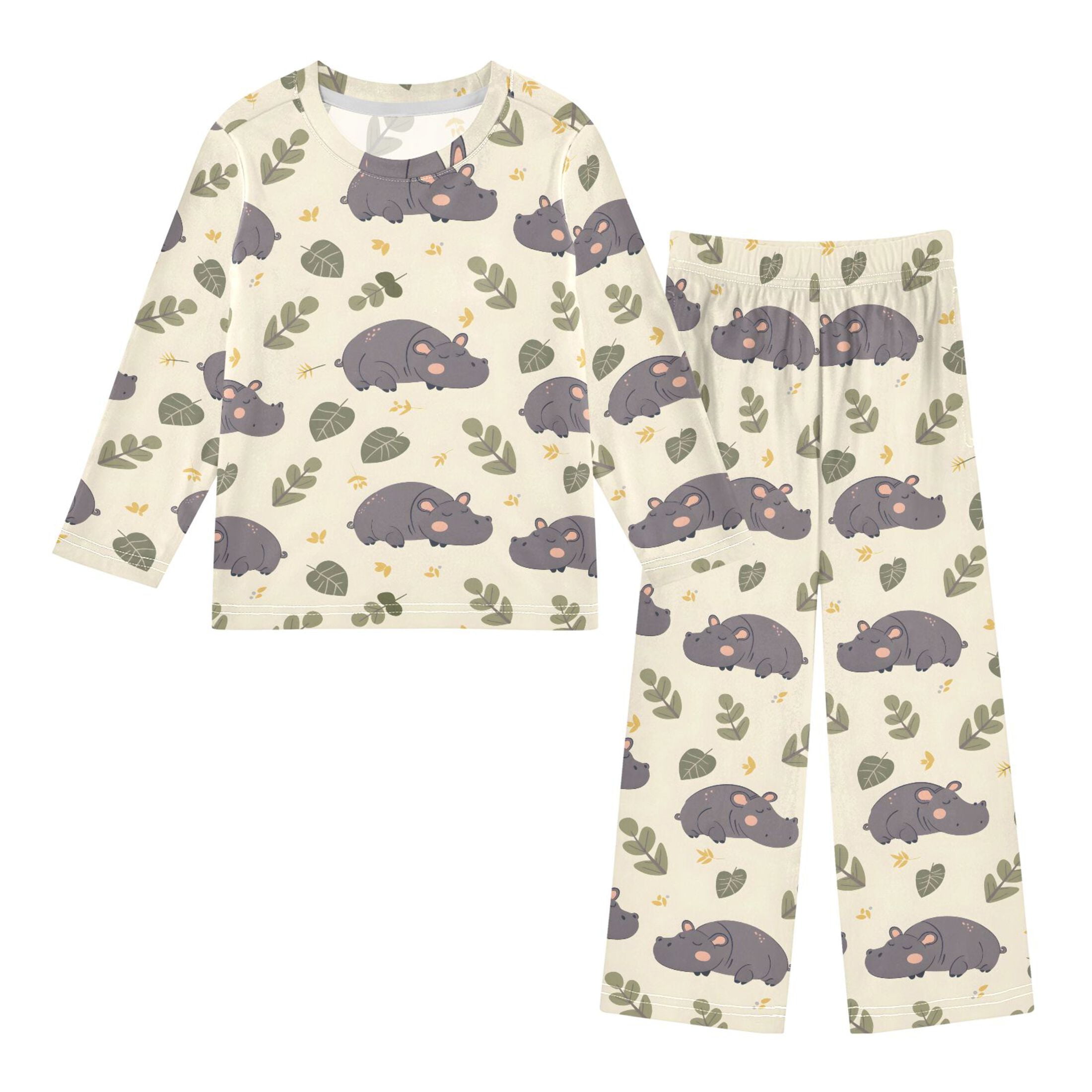 Cute Sleepy Hippo Vector Pattern in Flat Style Cozy Soft Long Sleeves ...