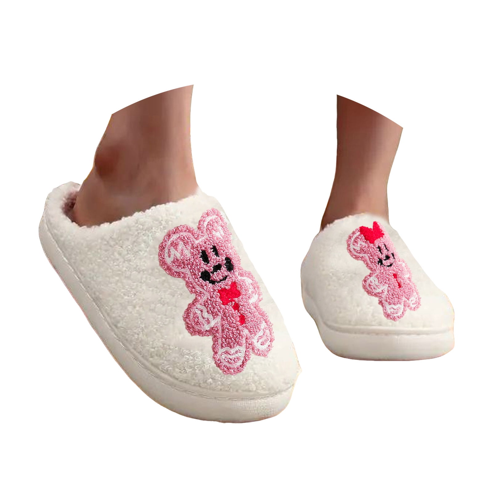 Cute Slippers Santa Slippers Soft Plush Fuzzy Winter holiday slippers ...