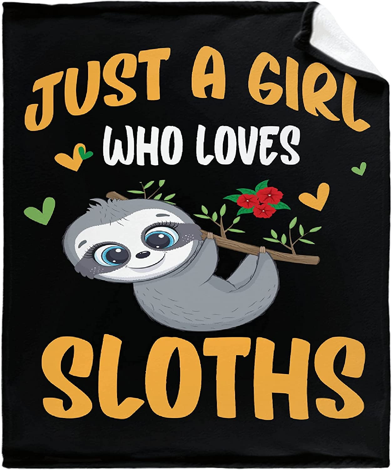 Cute Sloth Blanket Microfiber Flannel Throw Blanket Girl Loves Sloths ...