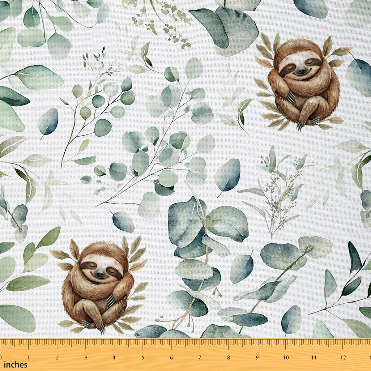 Cute Sloth Fabric by the Yard,Kids Kawaii Animal Upholstery Fabric ...